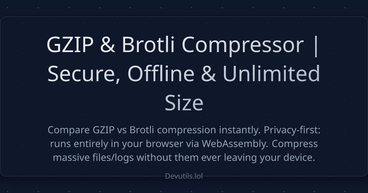 GZIP & Brotli Compressor | Secure, Offline & Unlimited Size | Devutils.lol